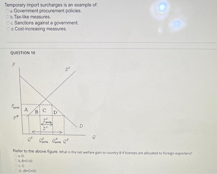 Solved Temporary import surcharges is an example of: a. | Chegg.com