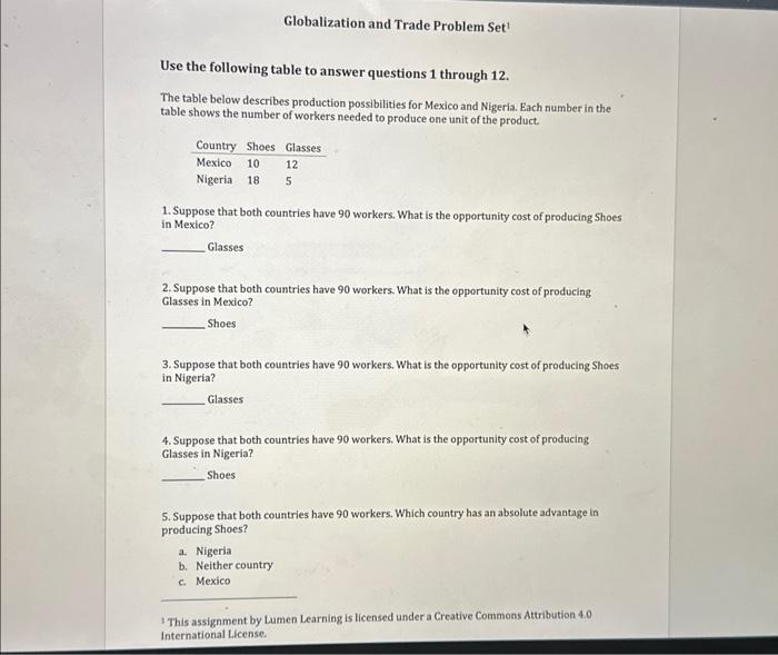 Solved Use the following table to answer questions 1 through | Chegg.com