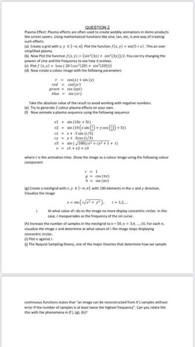 Solved QUESTION 2 Plasma Effect: Plasma effects are often | Chegg.com