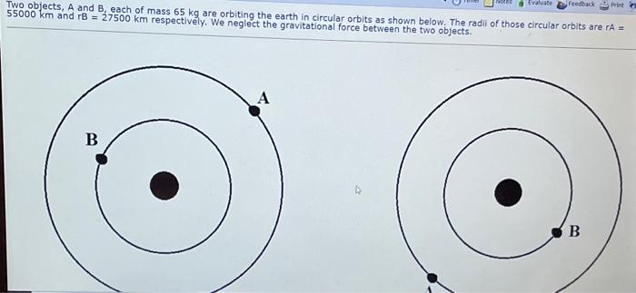 Solved Two Objects A And B Each Of Mass 65 Kg Are Orbiting