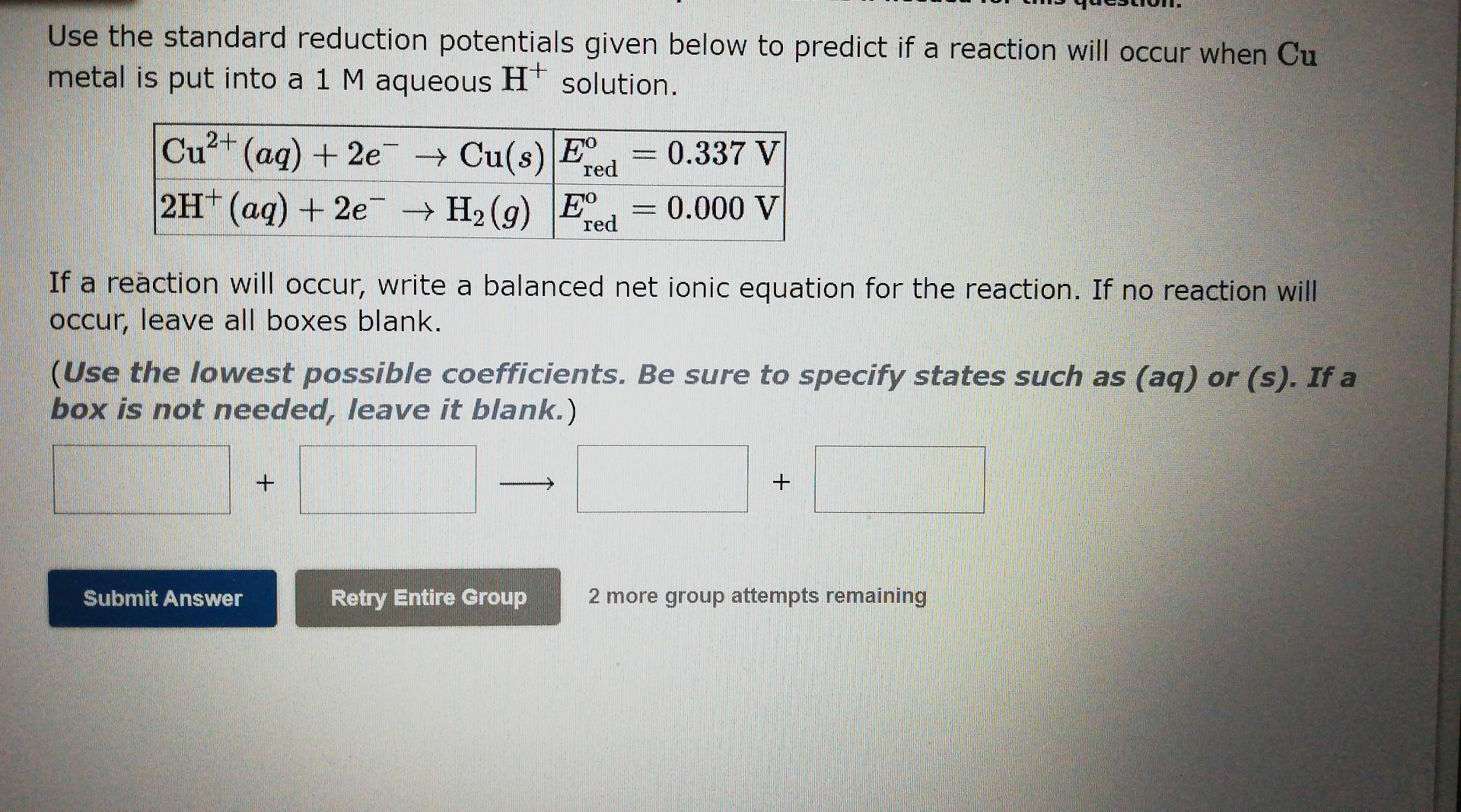 Solved Use the standard reduction potentials given below to | Chegg.com