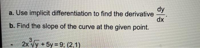 Solved Use implicit differentiation to find dy dx 4xy = 3y e | Chegg.com
