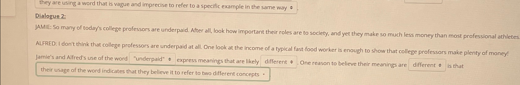 Solved they are using a word that is vague and imprecise to | Chegg.com