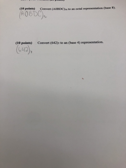 Solved (10 points) Convert (AOBDC), to an octal | Chegg.com