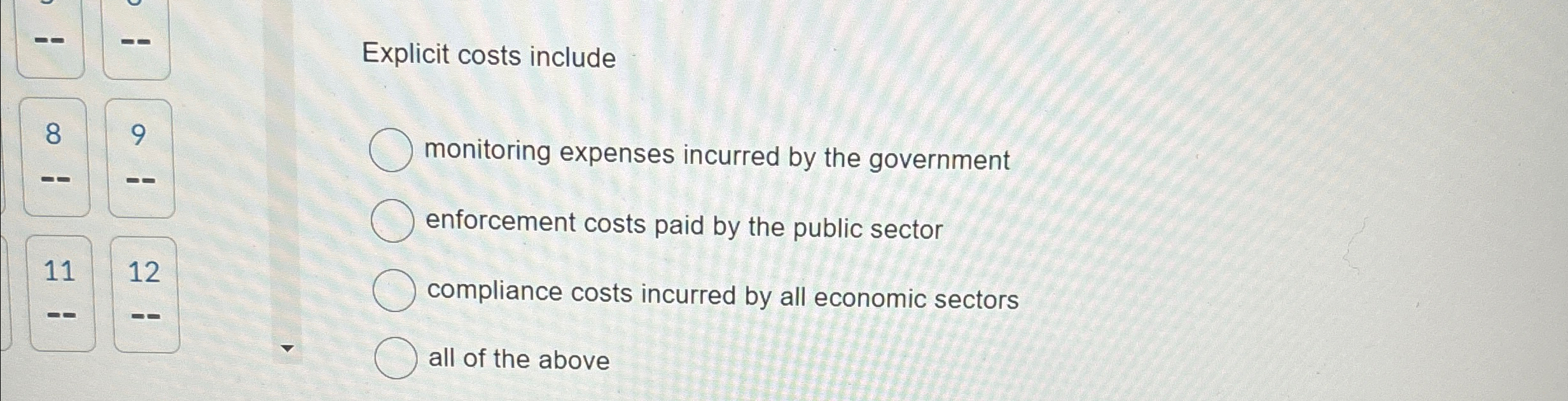 Solved Explicit costs include89 ﻿monitoring expenses | Chegg.com