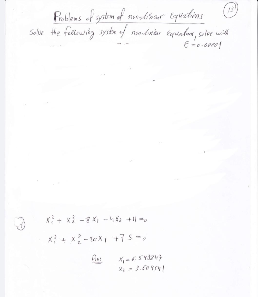 Solved Problems of system of non-linear Equations (13) solve | Chegg.com