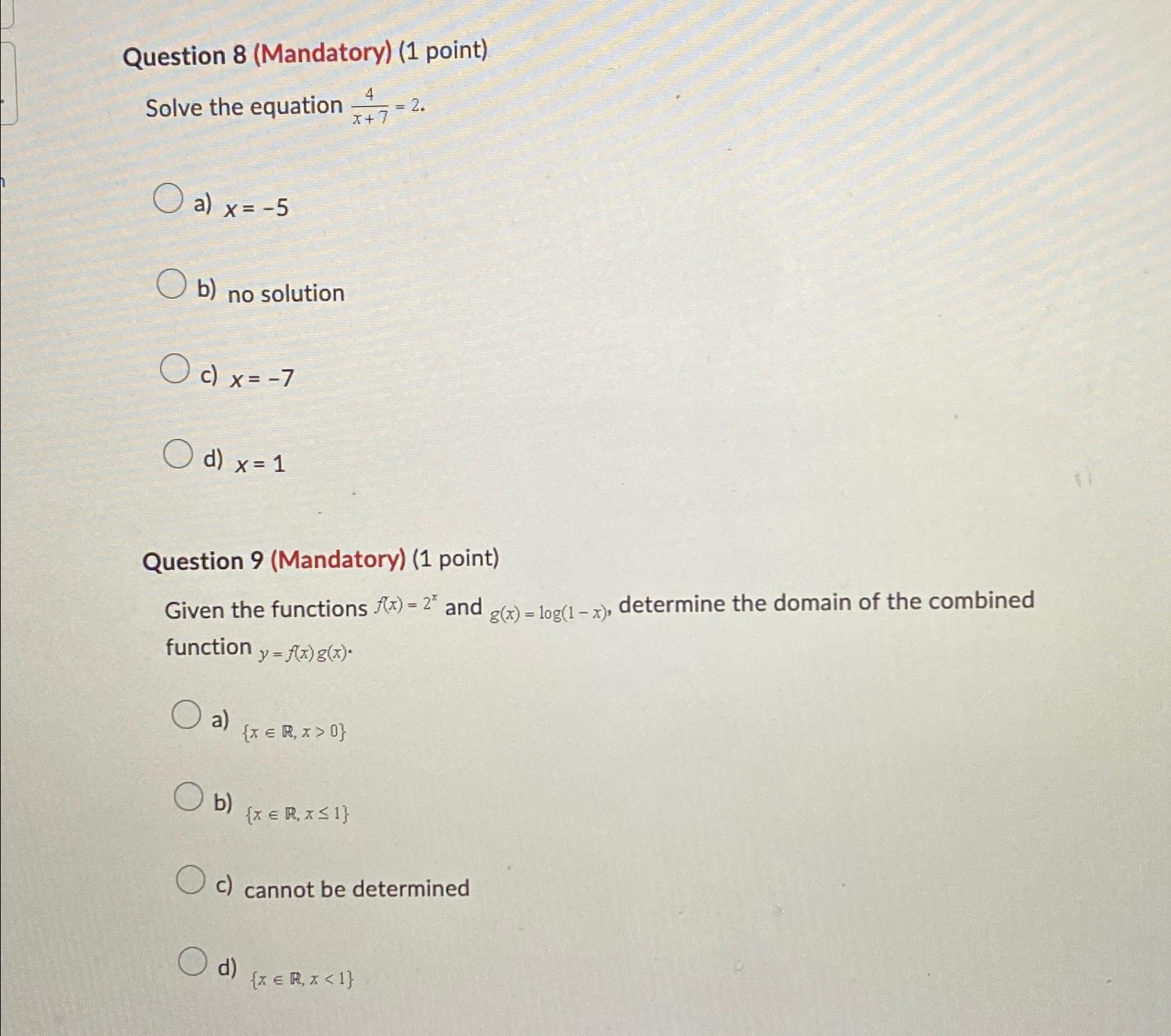 Solved Question 8 (Mandatory) (1 ﻿point)Solve the equation | Chegg.com