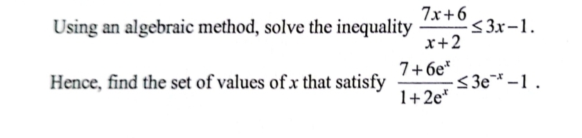 Solved Using an algebraic method, solve the inequality | Chegg.com