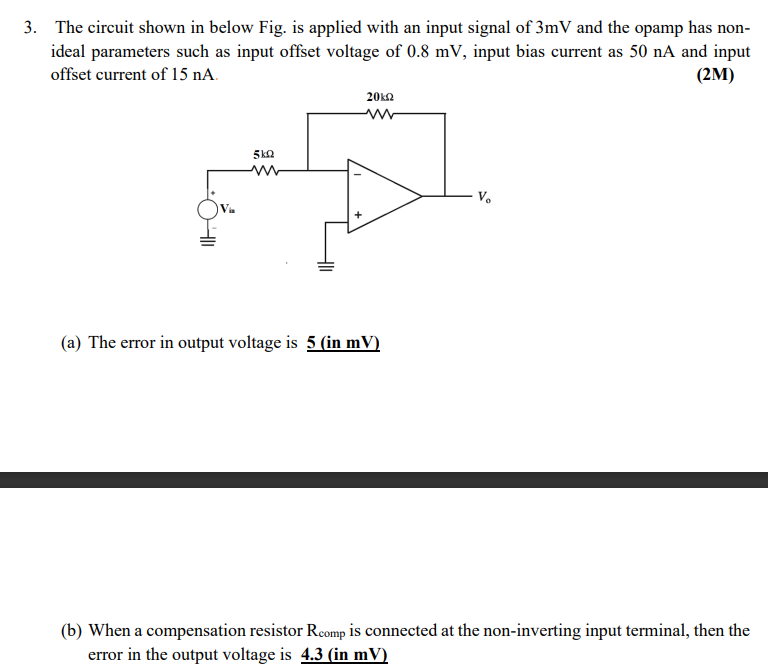 Solved For the circuit given in Q.3 ﻿along with the | Chegg.com