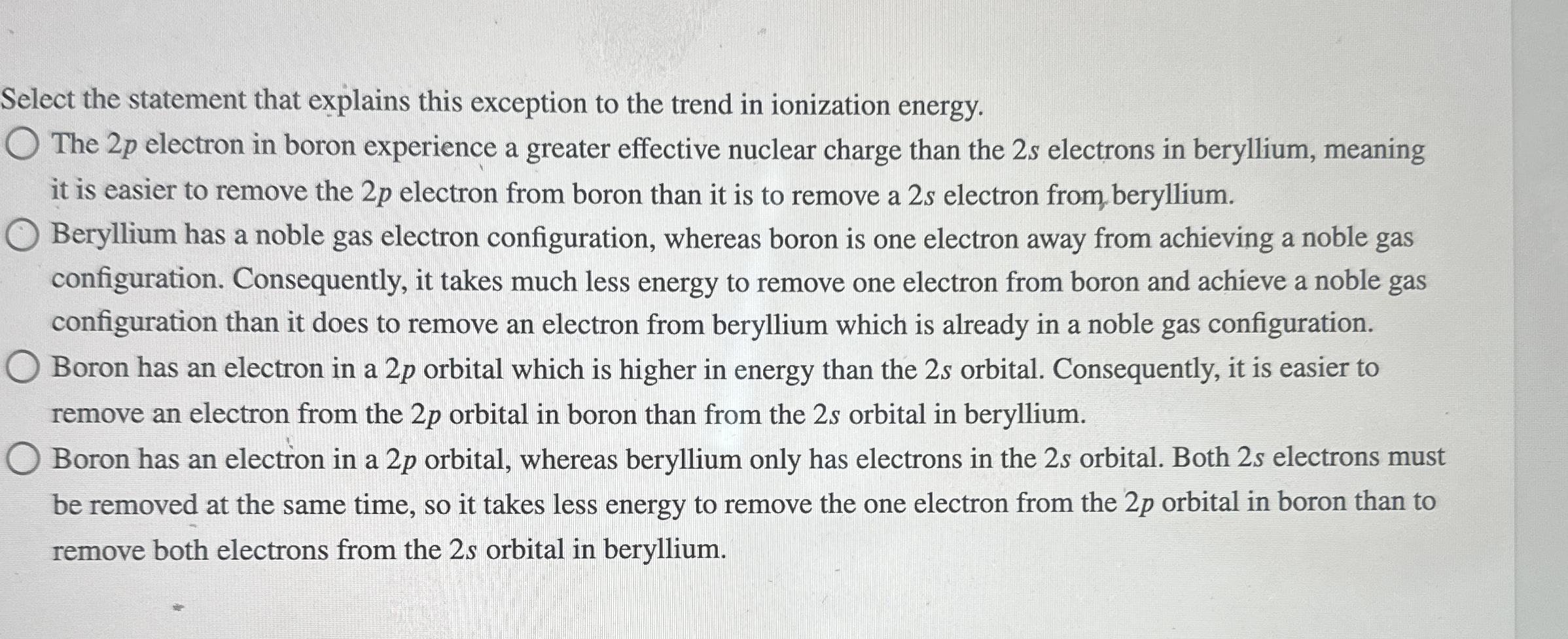 Solved Select the statement that explains this exception to | Chegg.com