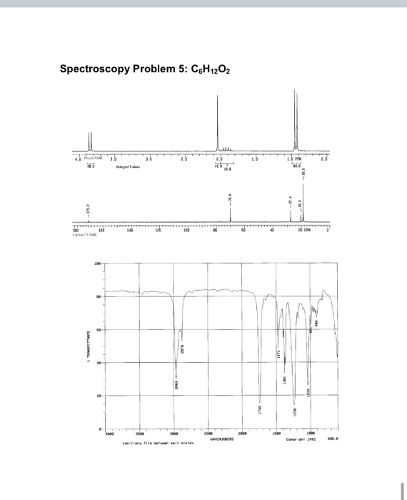 Spectroscopy problem 5: C6H12O2 Structure IR: 1H NMR | Chegg.com
