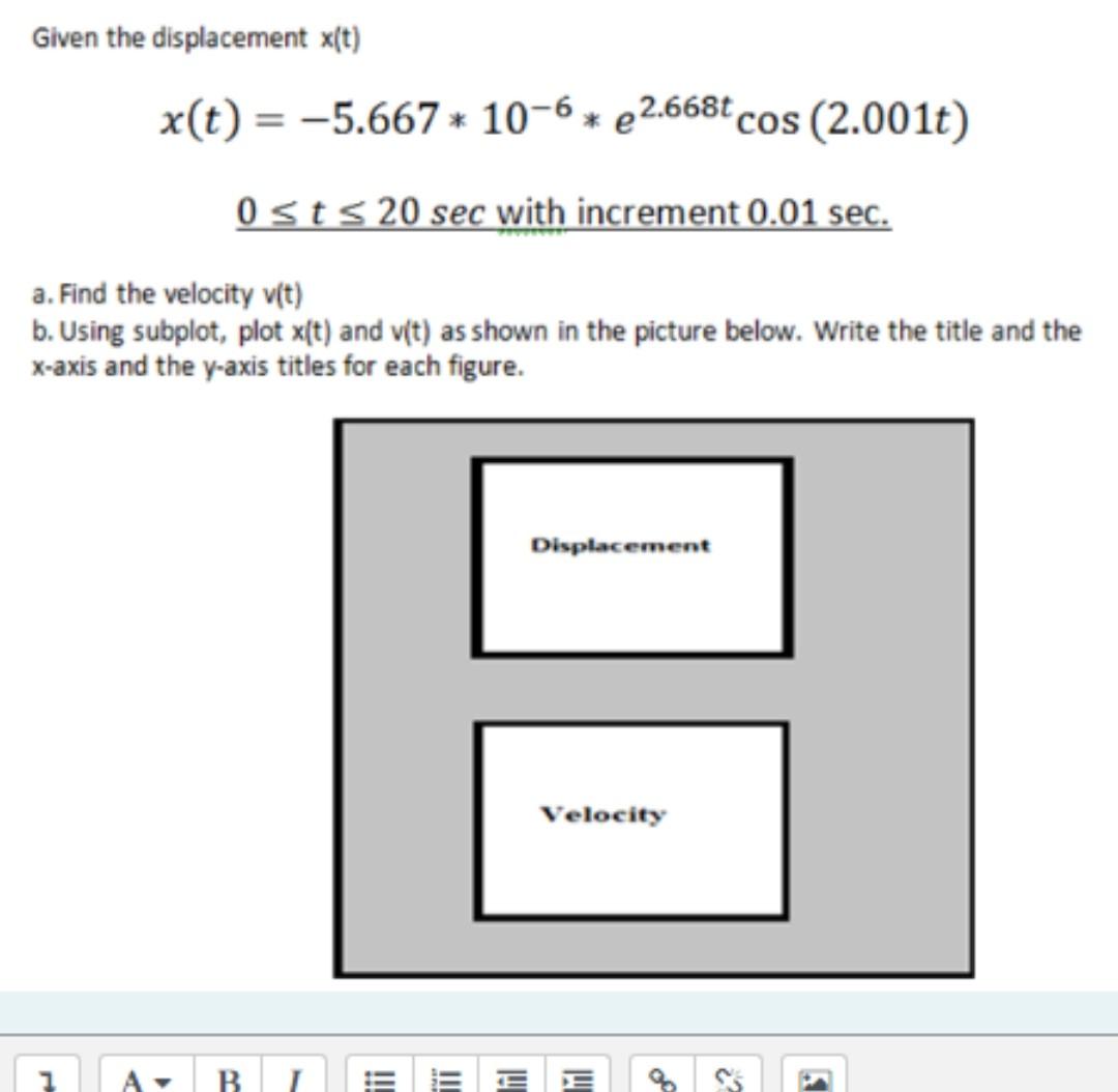 Solved Given the displacement x(t) | Chegg.com