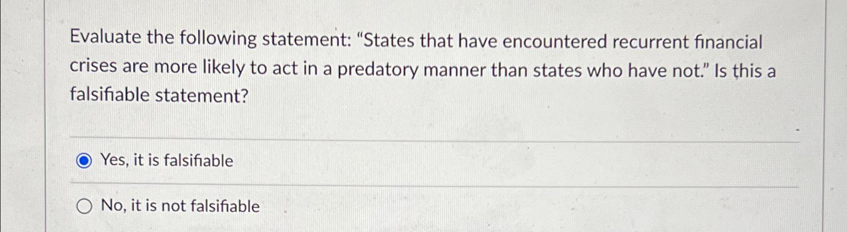 Solved Evaluate the following statement: "States that have | Chegg.com