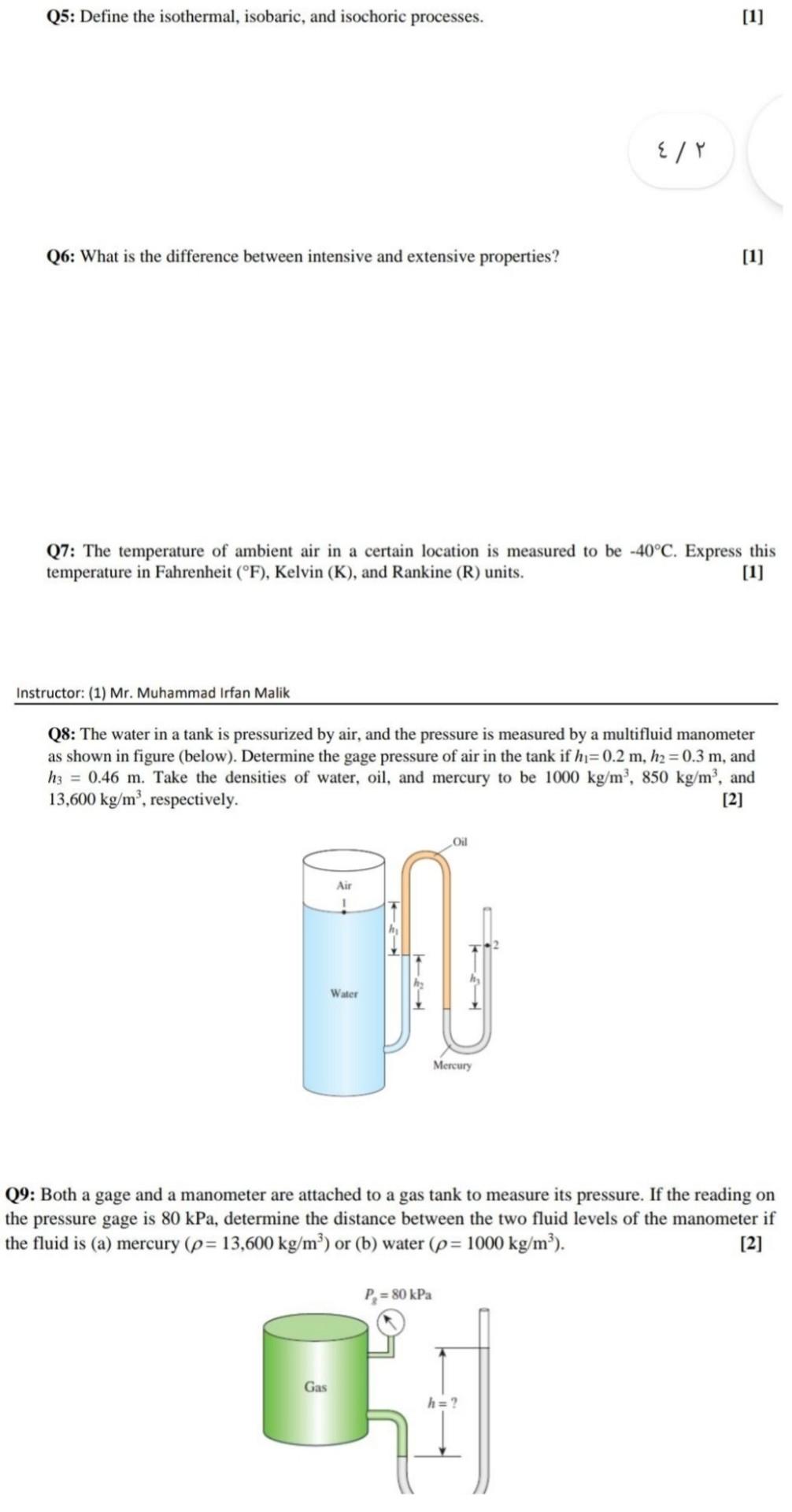 Solved Q5: Define the isothermal, isobaric, and isochoric | Chegg.com