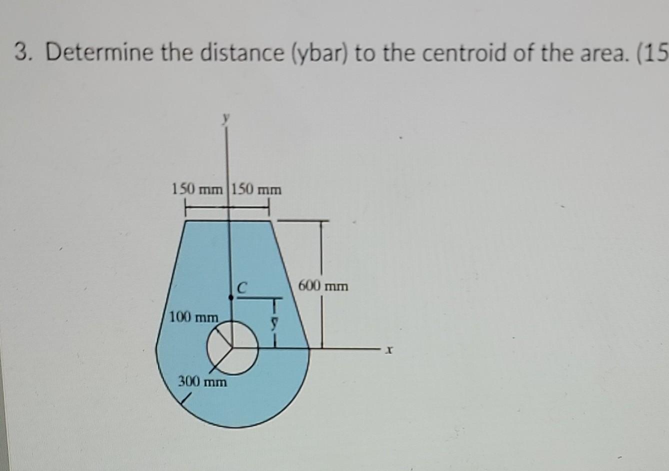 Solved 3. Determine the distance (ybar) to the centroid of | Chegg.com