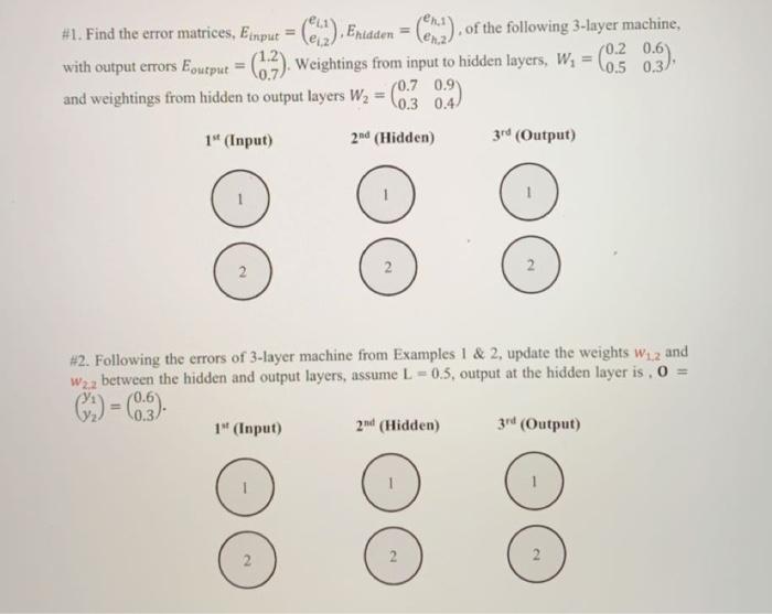 Solved (0.2 0.6 #1. Find the error matrices, Einput = (4.), | Chegg.com