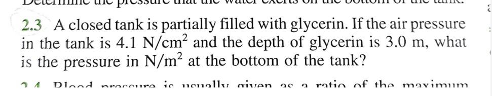 Solved 3 2.3 A closed tank is partially filled with | Chegg.com