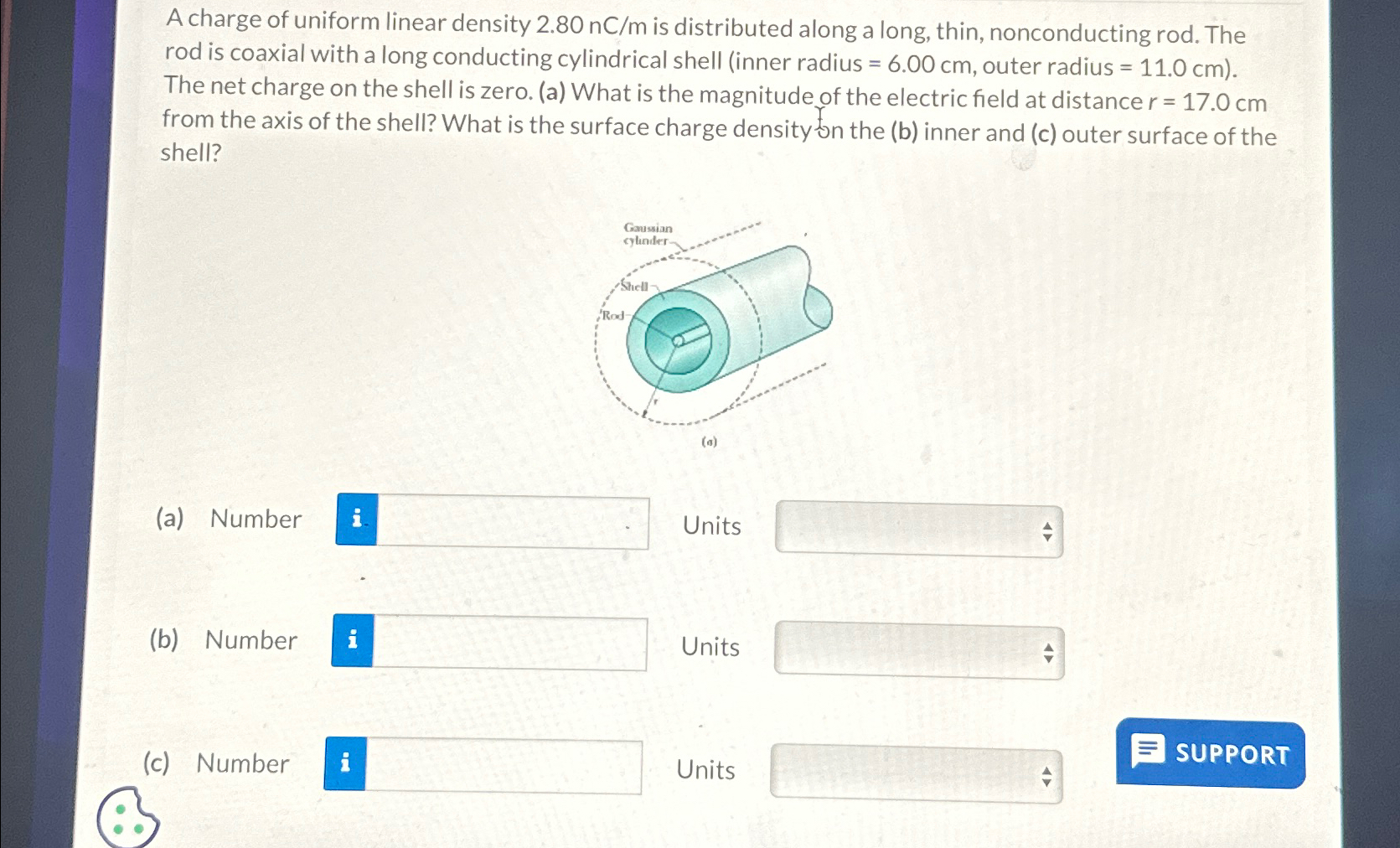 Solved A charge of uniform linear density 2.80nCm ﻿is | Chegg.com