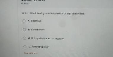 Solved Points: 1Which of the following is a characteristic | Chegg.com