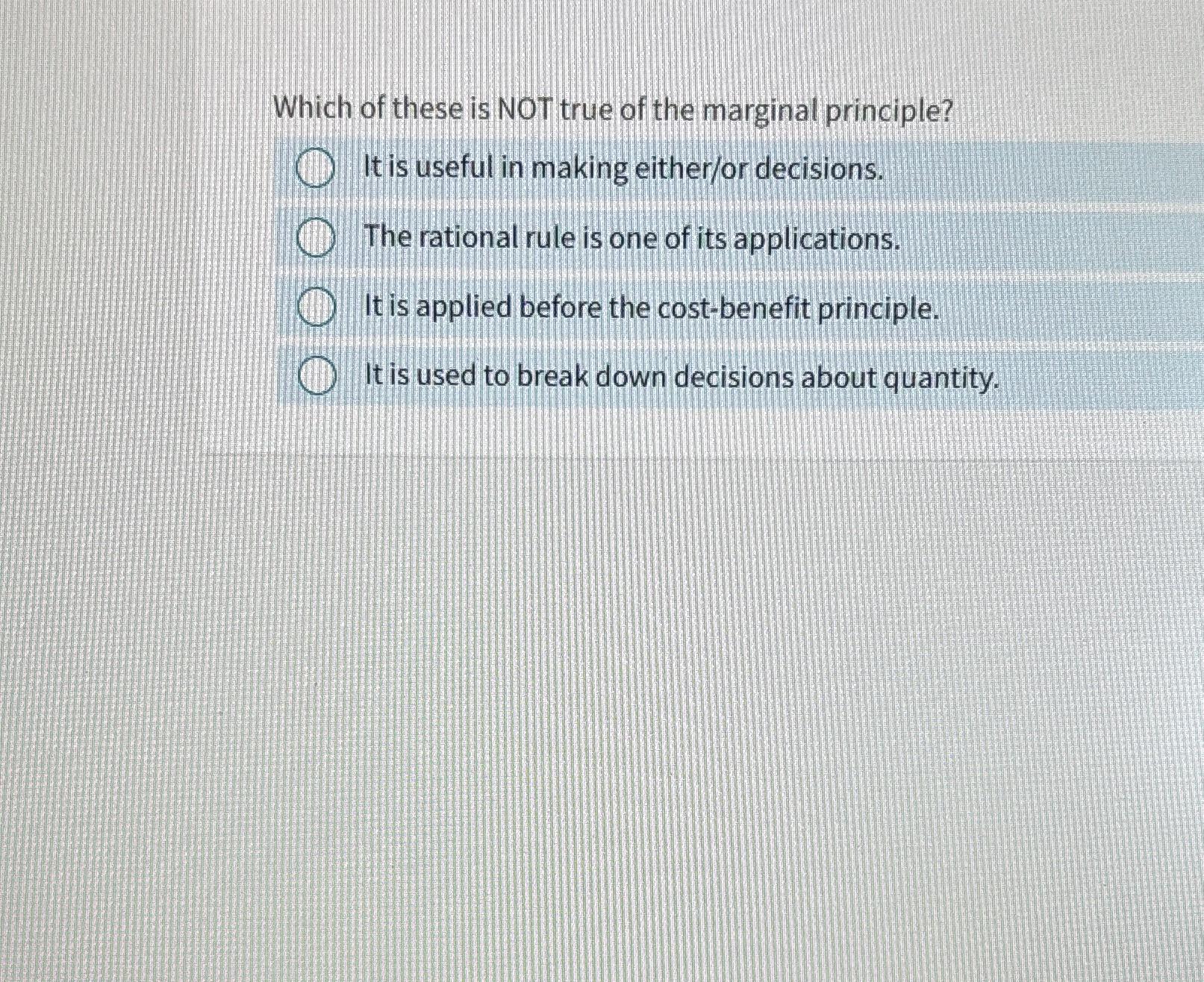 Solved Which of these is NOT true of the marginal | Chegg.com