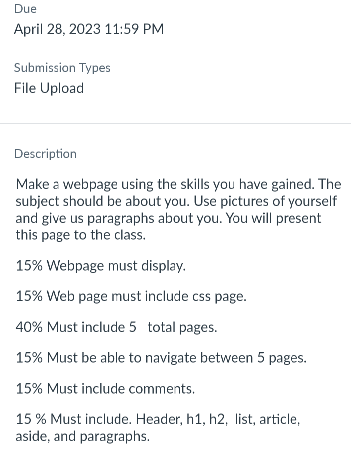Solved Make a webpage using the skills you have gained. The | Chegg.com