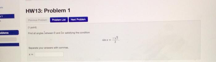 Solved Next Problem HW13: Problem 1 Previous Problem Problem | Chegg.com