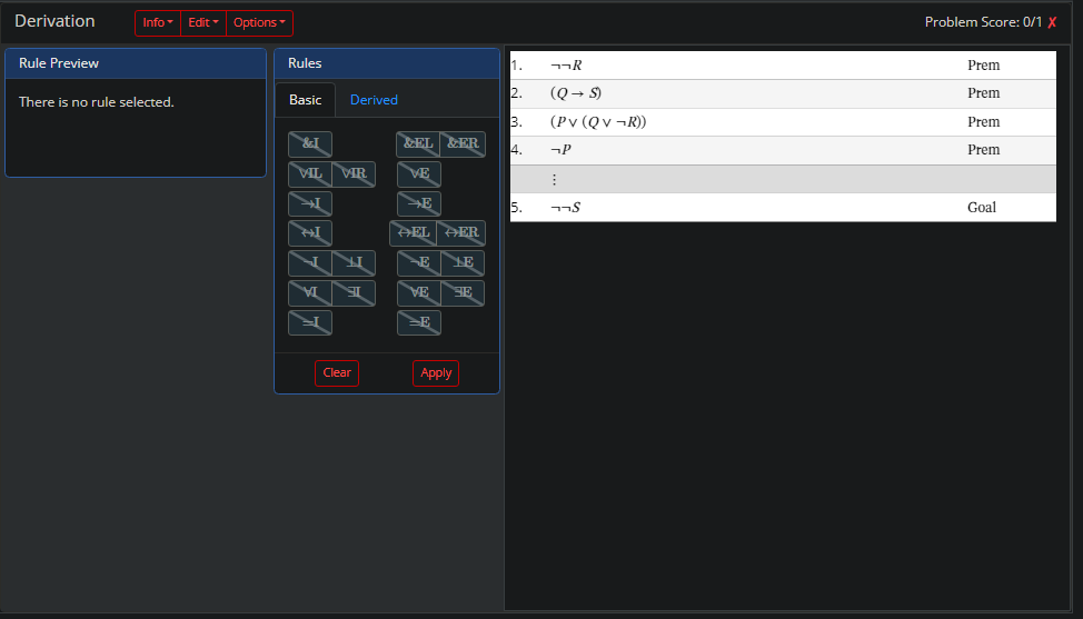 Solved Complete the following derivation using exactly one | Chegg.com