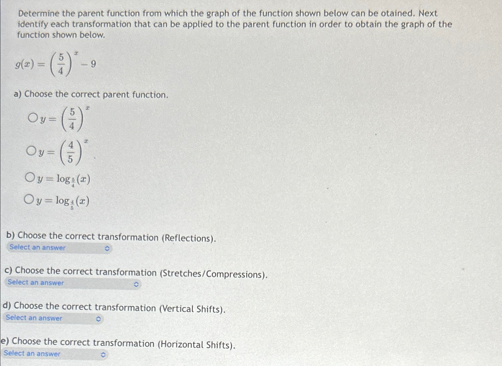 Solved Determine the parent function from which the graph of | Chegg.com