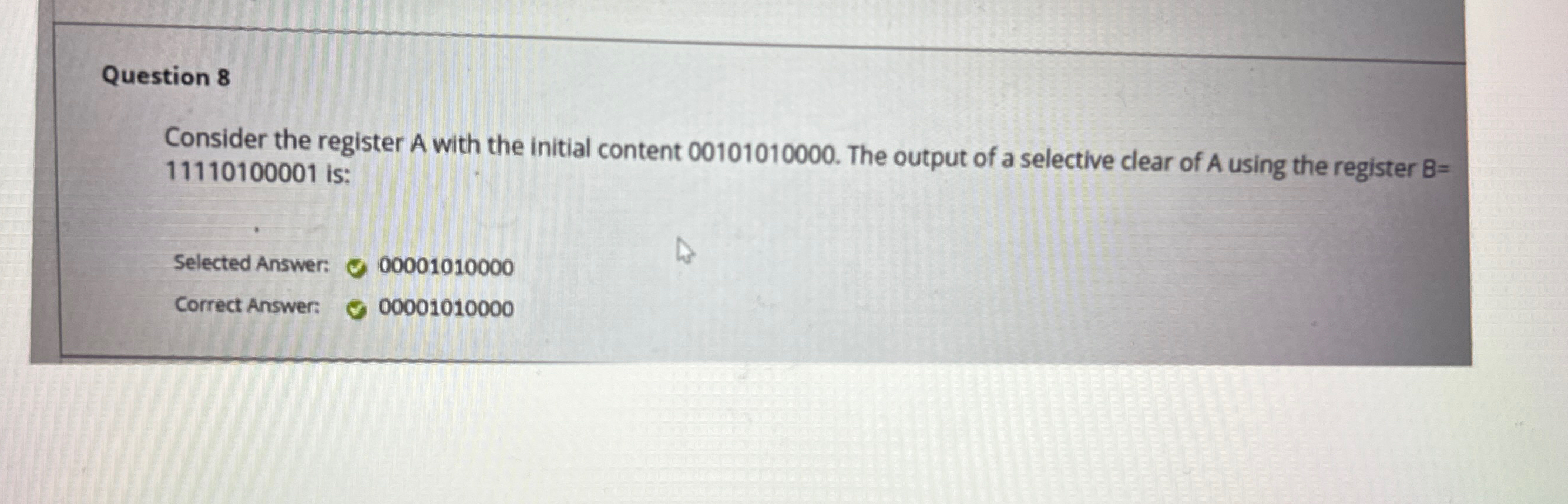 Solved Question 8Consider the register A with the initial | Chegg.com