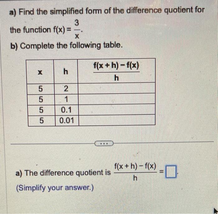 Solved a) Find the simplified form of the difference | Chegg.com