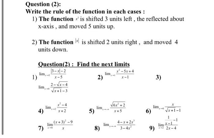 Solved Question (2): Write the rule of the function in each | Chegg.com