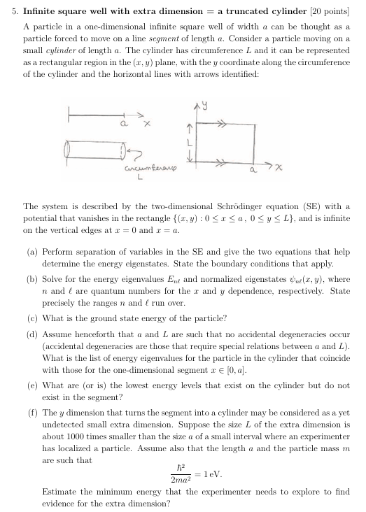 5. ﻿Infinite square well with extra dimension \( = \) | Chegg.com