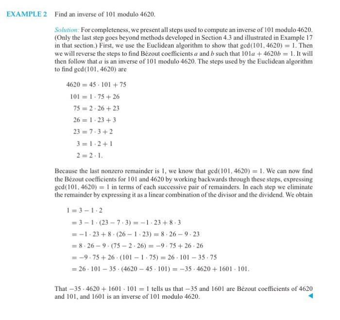 Solved 6. Find an inverse of a modulo m for each of these | Chegg.com