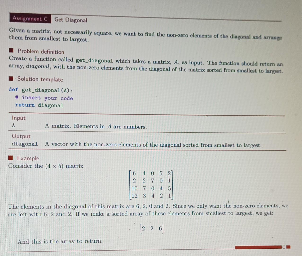 Solved Given a matrix, not necessarily square, we want to | Chegg.com