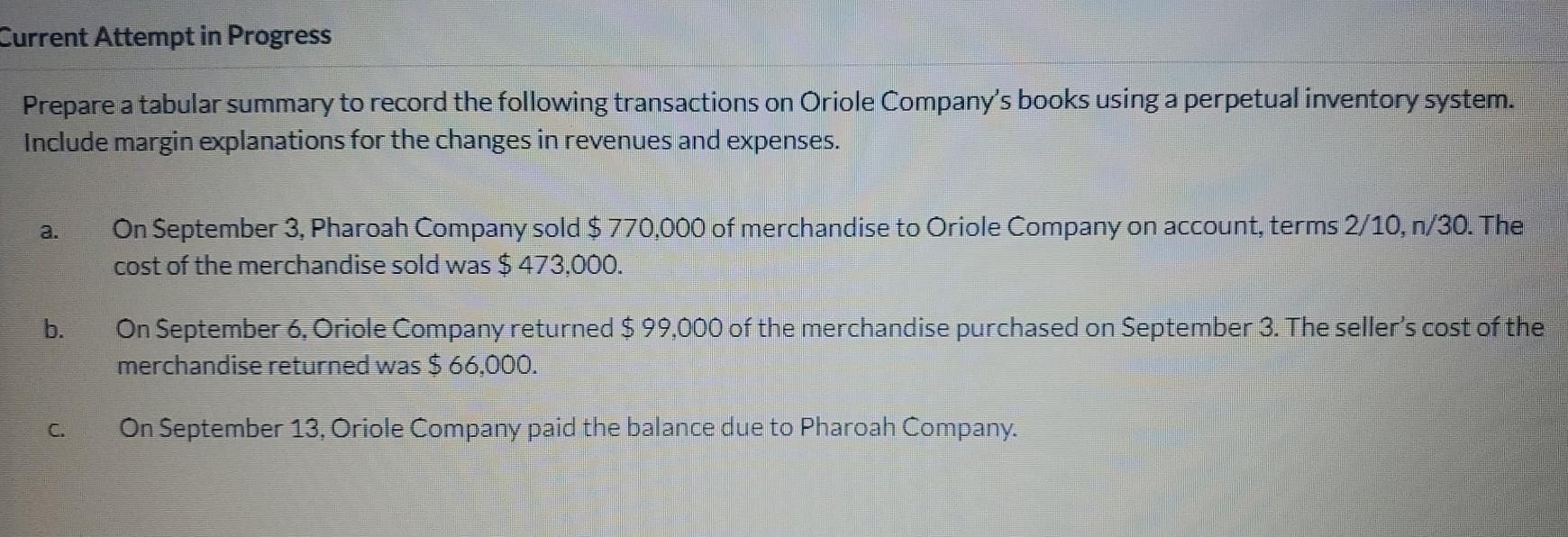Solved Current Attempt in Progress Prepare a tabular summary | Chegg.com