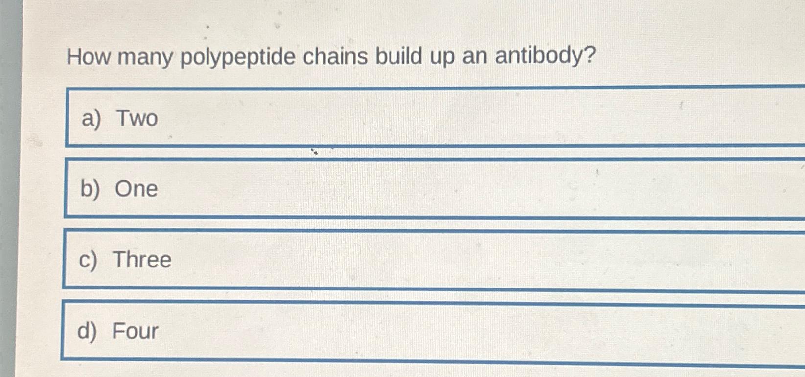 Solved How many polypeptide chains build up an antibody?b) | Chegg.com