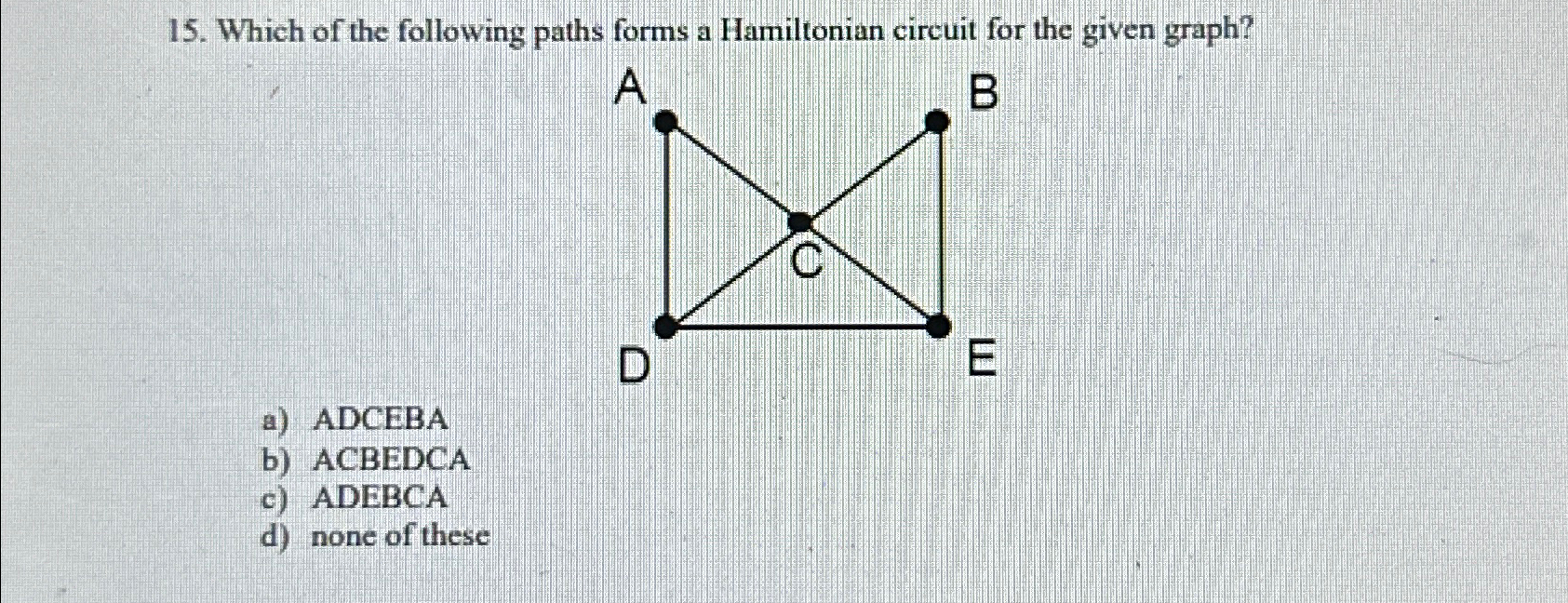 Solved Which of the following paths forms a Hamiltonian | Chegg.com