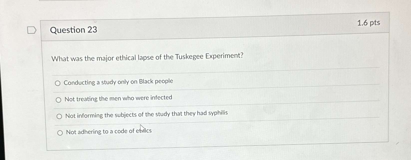 Solved Question 231.6ptsWhat was the major ethical lapse of | Chegg.com