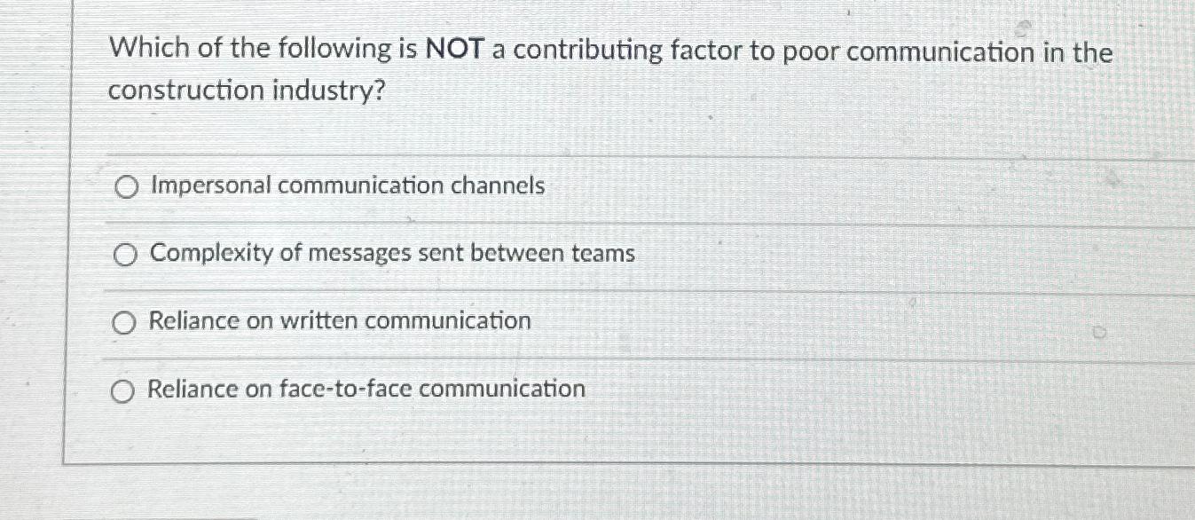 Solved Which of the following is NOT a contributing factor | Chegg.com