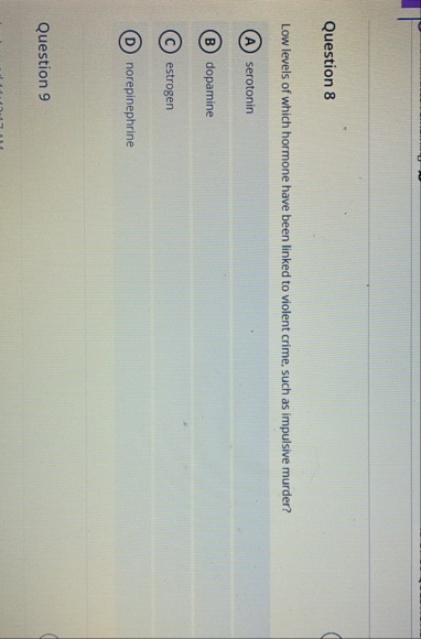 Solved Question 8Low levels of which hormone have been | Chegg.com