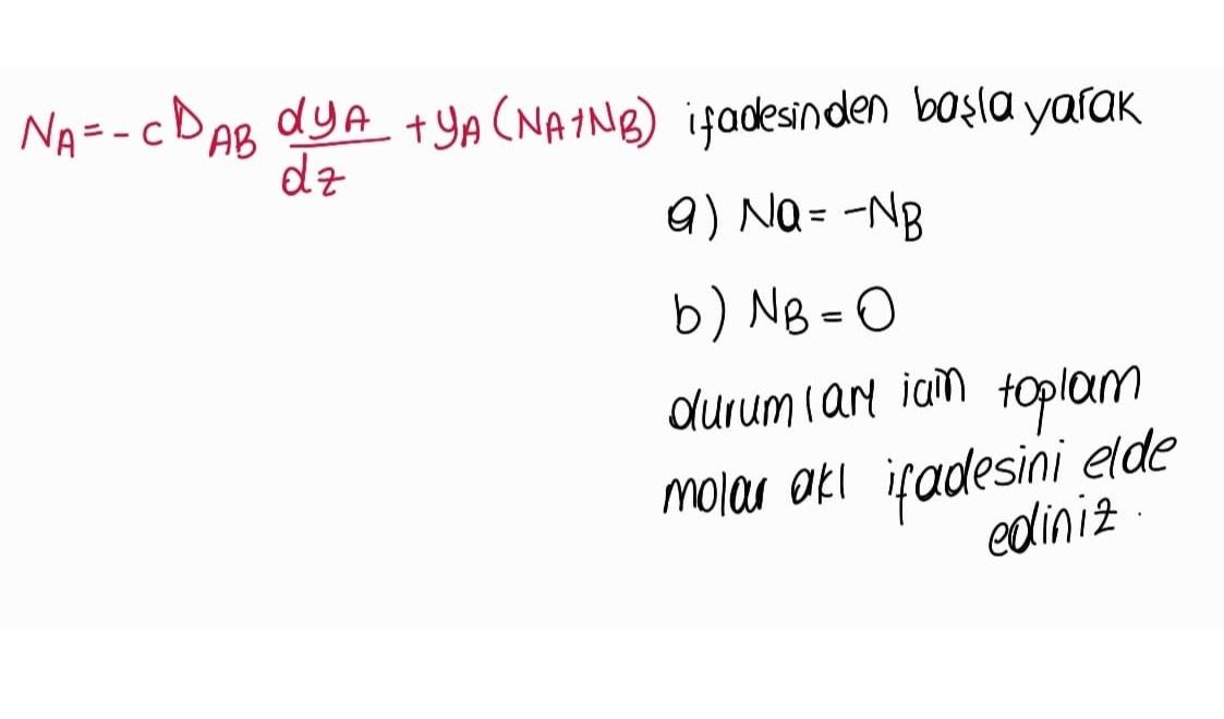 Solved NA=-cDABdyAdz+yA(NA+NB) ﻿ifadesinden basla | Chegg.com