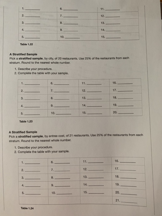 STATS LAB 1.2 Sampling Experiment Class Time: Names: | Chegg.com