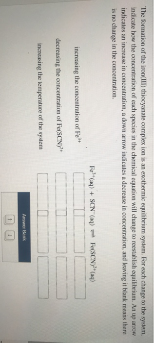 Solved The formation of the iron(III) thiocyanate complex | Chegg.com