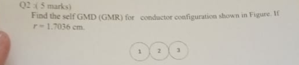 Solved Q2 ( 5 ﻿marks)Find the self GMD (GMR) ﻿for conductor | Chegg.com