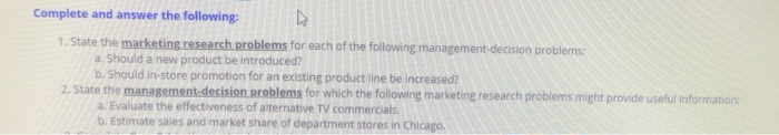Solved Complete and answer the following: 1. State the | Chegg.com