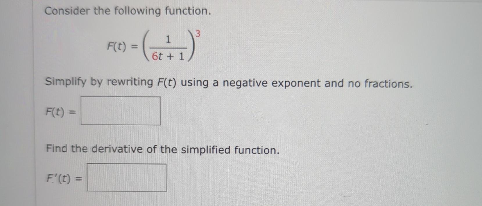 Solved Consider The Following Function F T 16t 1 3simplify