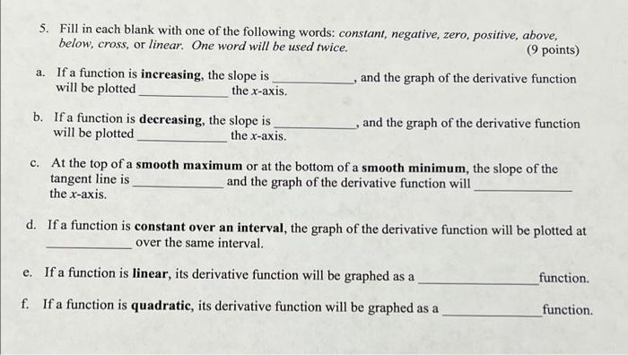 Solved 5. Fill in each blank with one of the following | Chegg.com