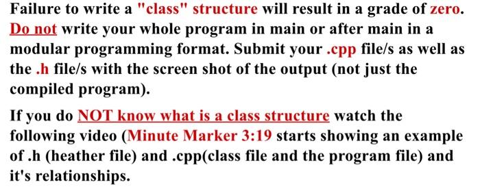 Solved Failure to write a "class" structure will result in a | Chegg.com