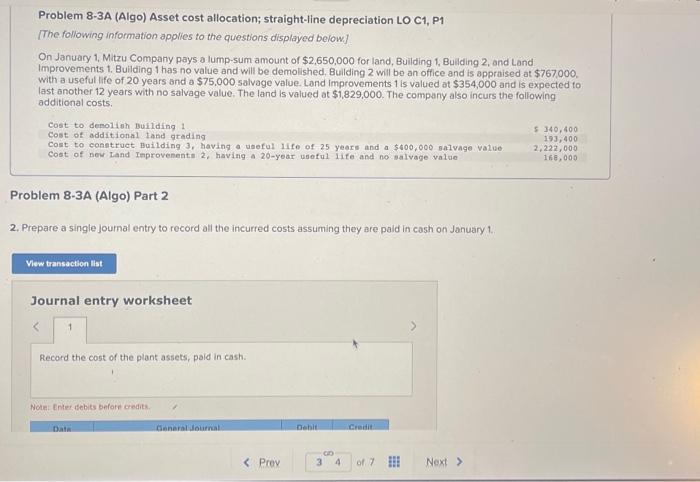 Solved Required information Problem 8-3A (Algo) Asset cost | Chegg.com