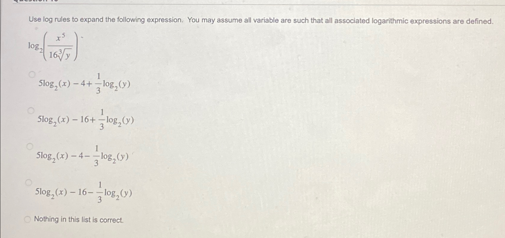 Solved Use log rules to expand the following expression. You | Chegg.com